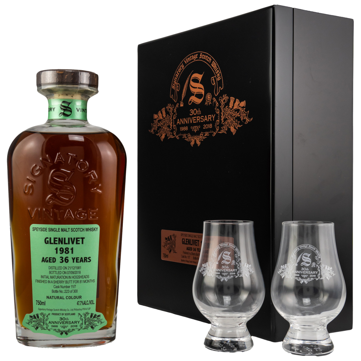 Glenlivet 36 Jahre 1981 2019 #11/7 30th Anniversary Signatory 47,7% 0 ...